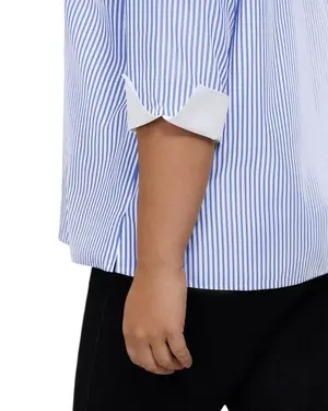 Foxcroft Tammy 3/4 Sleeve Stripe Shirt - Powder Blue