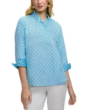 Foxcroft Tammy Geo Lattice Print Top