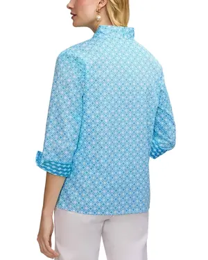 Foxcroft Tammy Geo Lattice Print Top