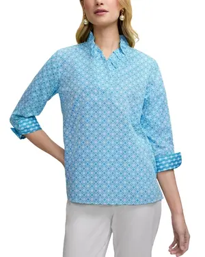 Foxcroft Tammy Geo Lattice Print Top
