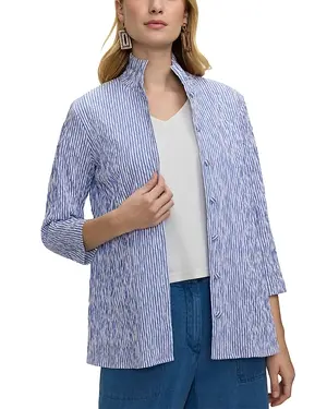 Foxcroft Carolina Jacquard Top - White/ Blue