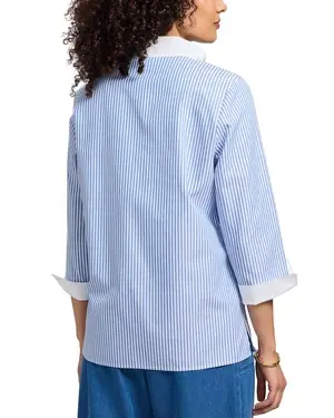 Foxcroft Tammy Stripe 3/4 Sleeve Pullover Shirt