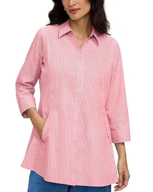 Foxcroft Cici Stripe Shirt - Coral Reef