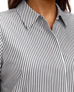Foxcroft Cici 3/4 Sleeve Stripe Shirt - Black/ White