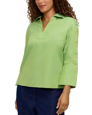 Foxcroft Lainey Poplin Top - Mojito
