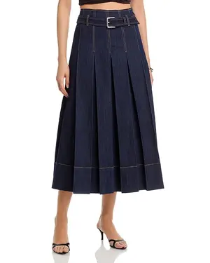 Cinq À Sept Rylee Pleated Midi Skirt - Indigo