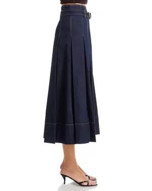 Cinq À Sept Rylee Pleated Midi Skirt - Indigo