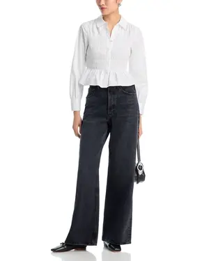 Rails Bradshaw Smocked Peplum Blouse - White