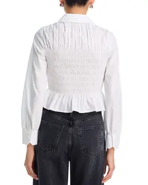 Rails Bradshaw Smocked Peplum Blouse - White