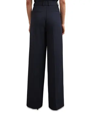 REISS Gabi Wide Leg Trousers - Navy