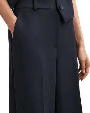 REISS Gabi Wide Leg Trousers - Navy