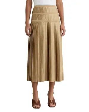 Gold Pleated Midi Skirts