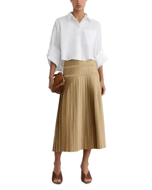 REISS Eva Pleated Midi Skirt