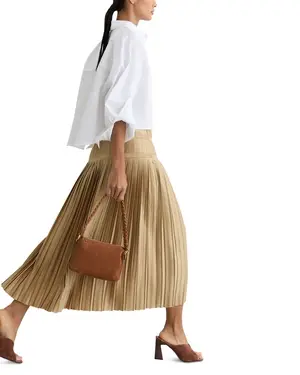 REISS Eva Pleated Midi Skirt