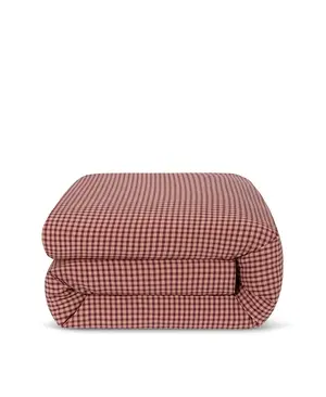 PIGLET IN BED Small Gingham Check Duvet Cover, King - Fig/blush Pink