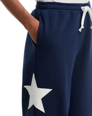 Vintage Havana Reverse Terry Wide Leg Pants - Navy
