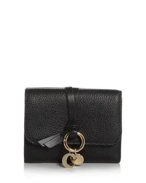 Chloé Alphabet Leather Trifold Wallet - Black