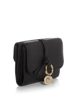 Chloé Alphabet Leather Trifold Wallet - Black