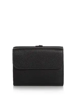 Chloé Alphabet Leather Trifold Wallet - Black