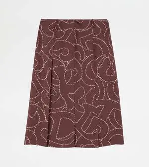 TOD'S Lunar New Year Silk Twill Skirt - Brown