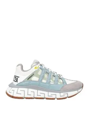 Versace Sneakers In Calfskin And Textile Fibers - White
