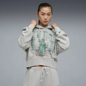 PUMA Wardrobe Essentials Nyc Cropped Hoodie - Gray