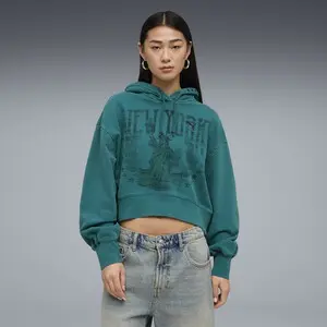 PUMA Wardrobe Essentials Nyc Cropped Hoodie - Green