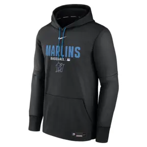 Nike Miami Marlins Authentic Collection Therma Mlb Pullover Hoodie - Black