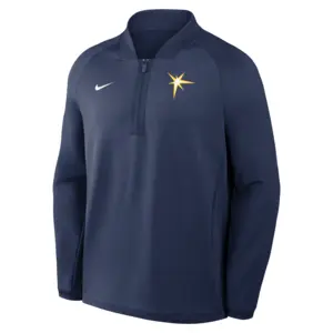Nike Tampa Bay Rays Authentic Collection Dri-fit Mlb 1/2-zip Long-sleeve Top - Blue