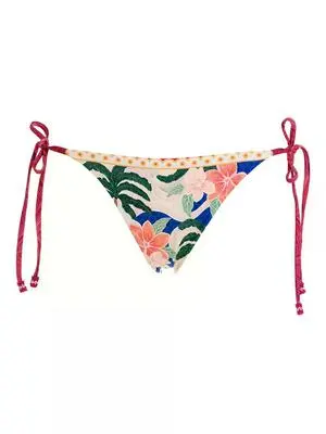 Agua Bendita Alegria Floral-Print Bikini Bottoms Neutrals