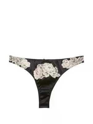 Fleur Du Mal Juliet Floral Lace Thong - Black