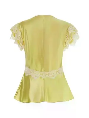 Alberta Ferretti Lace-inserts V-neck Blouse - Yellow