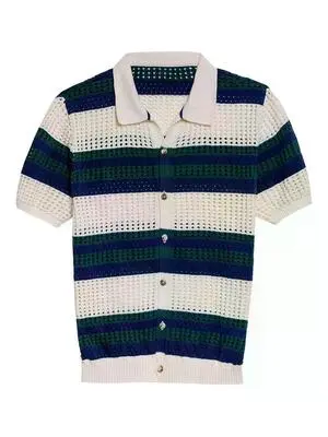 Agua Bendita Striped Open-knit Shirt