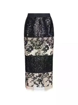 IMROSKA Sequin-embellished Floral Midi Skirt