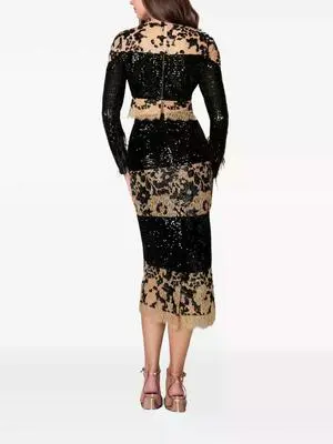 IMROSKA Sequin-embellished Floral Midi Skirt