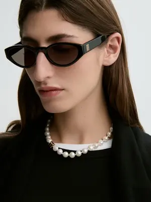 BY MALENE BIRGER Myla Oval Sunglasses - Black