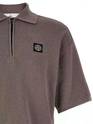 Stone Island Half Zip Logo Patch Polo Shirt - Purple