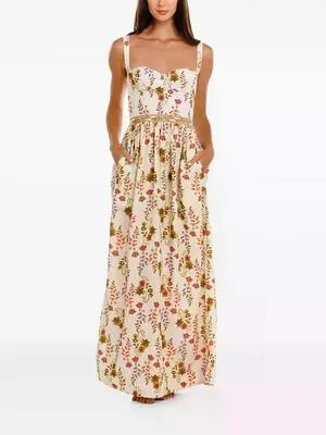 Agua Bendita Floral-print Maxi Dress - Neutrals