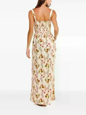 Agua Bendita Floral-print Maxi Dress - Neutrals