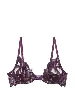 Fleur Du Mal Lily Embroidery Demi Bra - Purple