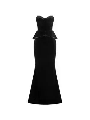 IMROSKA Strapless Peplum Maxi Dress