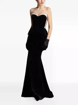 IMROSKA Strapless Peplum Maxi Dress