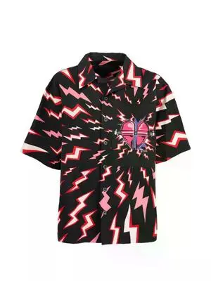 Prada Lightning-bolt Heart Short-sleeved Shirt