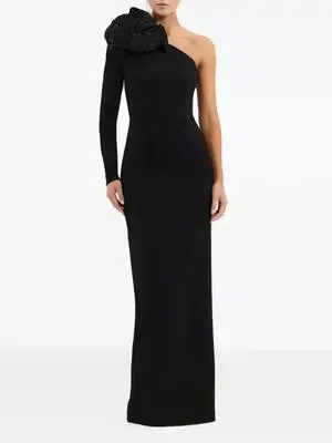 Rebecca Vallance Evolet One-shoulder Ruffled Gown - Black