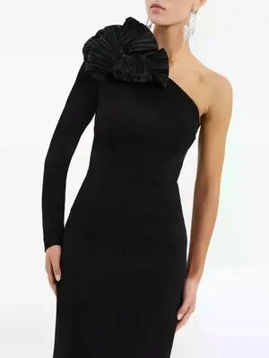 Rebecca Vallance Evolet One-shoulder Ruffled Gown - Black