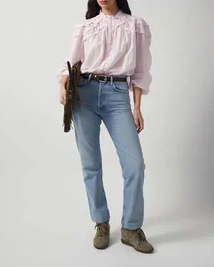 Isabel Marant Étoile Christa Ruffled High Neck Blouse - Light Pink