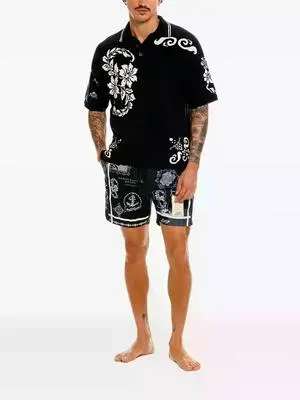 Agua Bendita Cobana Floral-pattern Polo Shirt - Black