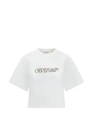 Off-White Floral Print Crop T-shirt