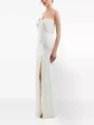 IMROSKA Mattew Pleated Draped Maxi Dress - Neutrals