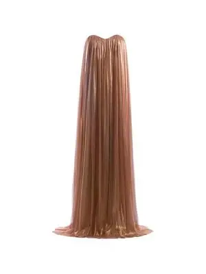 IMROSKA Gaia Strapless A-line Maxi Gown Dress - Brown